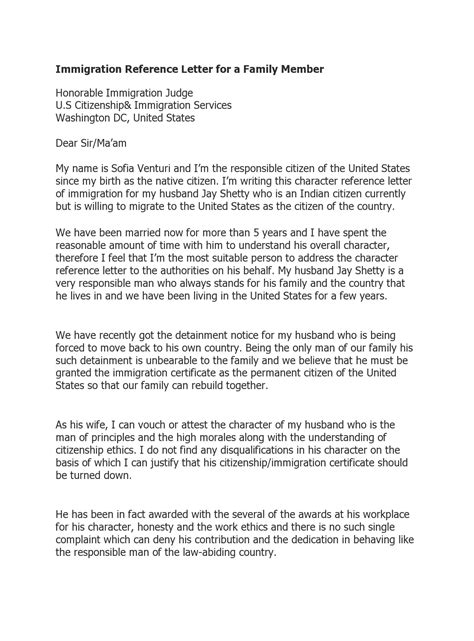 Character Reference Letter For Immigration Template Prntbl