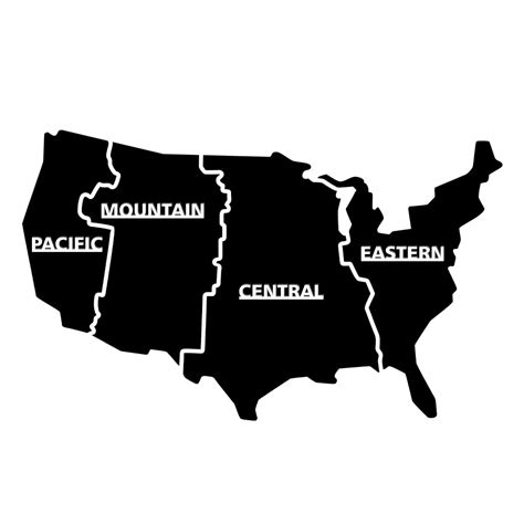 United States Time Zone Map Black And White