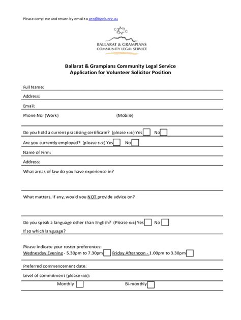 Fillable Online Volunteer Solicitor Application Form Fax Email Print