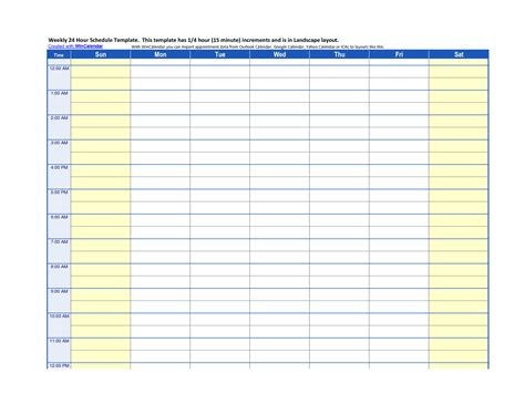 24 Hour Time Chart Template
