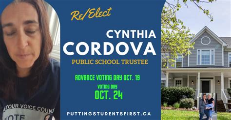 Time To Vote By Re Elect Cynthia Cordova For Public School Trustee