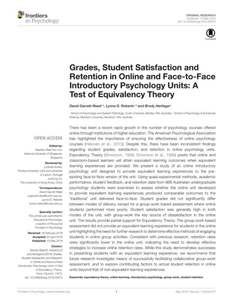 Pdf Grades Student Satisfaction And Retention In Online And Face To