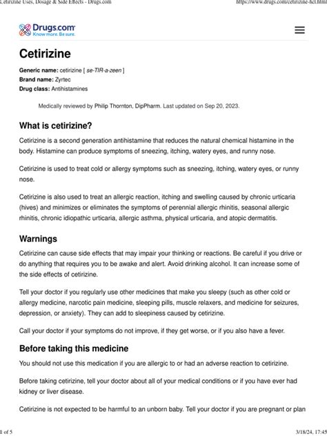 Cetirizine Uses Dosage And Side Effects Pdf Allergy Medicine