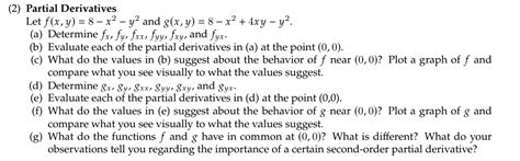 solved partial derivatives let f x y 8−x2−y2 and