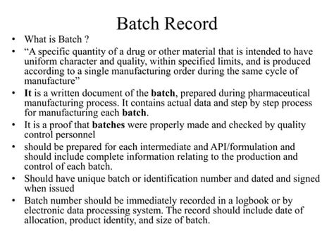 Batch Manufacturing Record Pptx