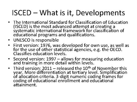The Isced Standard For Coding Of Education And