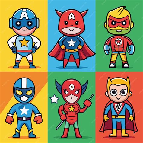 Adorable Superhero Cartoon Characters A Collection Of Iconic Designs