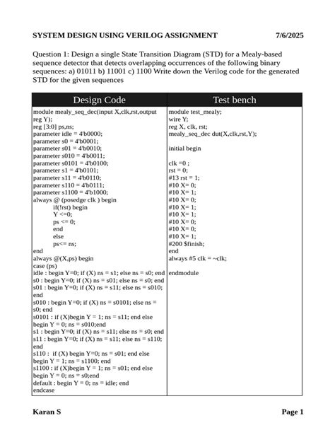 Verilog Assignment1 Kvlsi2501128 Pdf Parameter Computer Programming Computing