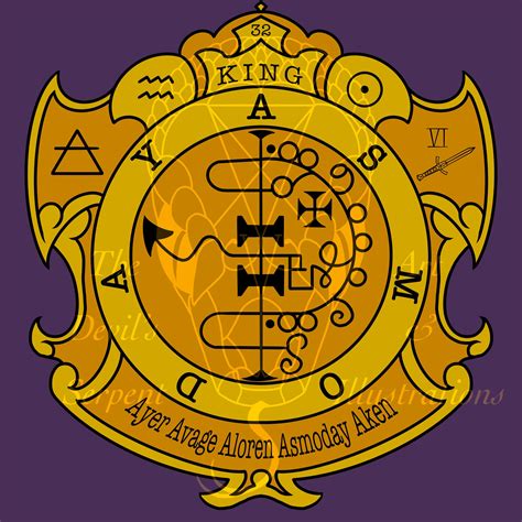 King Asmoday Goetic Sigil Information Design Etsy