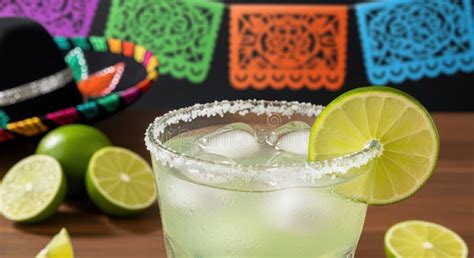 Refreshing Margarita On The Rocks Garnished With Lime Wedges And Salt