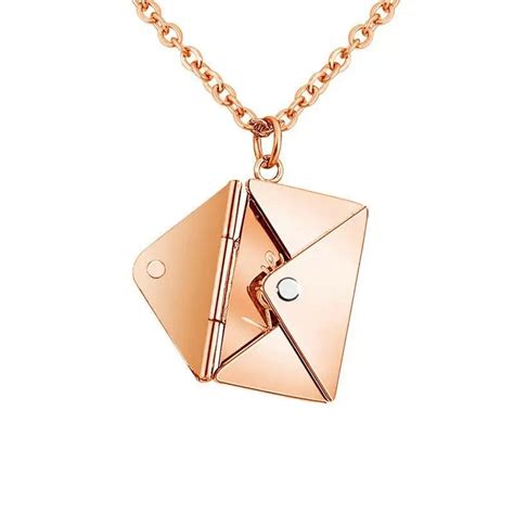 Custom Hidden Love Letter Envelope Pendant Necklace Hidden Forever