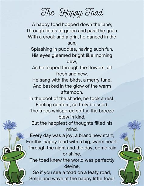 The Happy Toad Poem 85x11 85x14 And A4 Options Etsy