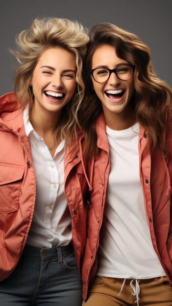 Premium Ai Image Smiling Portrait Of Two Beautiful Friends