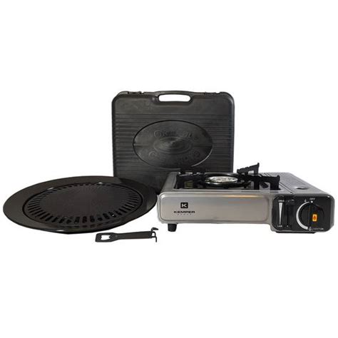 Barbecue à Gaz Et Réchaud Gaz Piézo 2200w 2 En1 Camping Kemper Gamm Vert