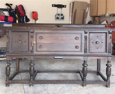 Hand Painted Shades Of Grey Antique Buffet In Rustic A Finish And Colour