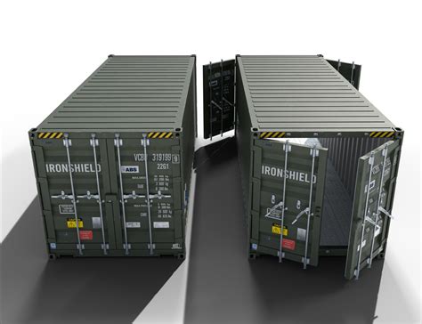20ft Cargo Container Green Military Model Turbosquid 2205939