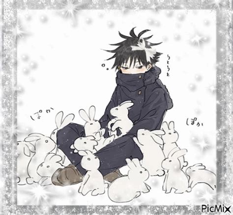 Megumi Fushiguro With Bunnies Cute Bunny Free Animated  Picmix