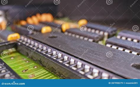 Complex Electronic Circuit Board With Tht Components Resistor Capacitor