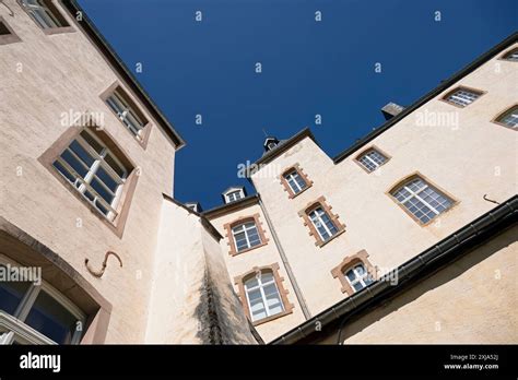 Europe Luxembourg Wiltz Schlass Wolz Wiltz Castle With Detail Of