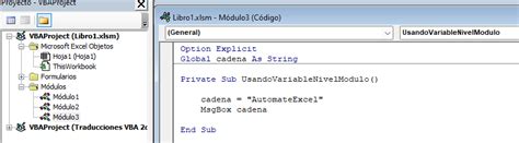Vba Variable Global Automate Excel