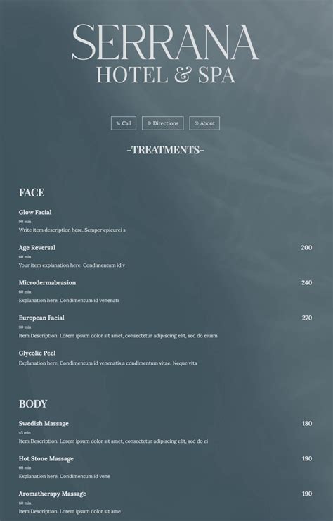 Free Brewery Menu Template Menuzen