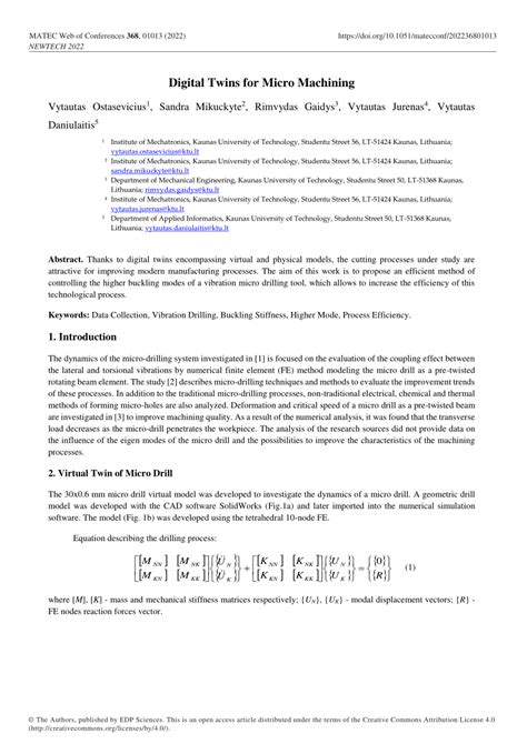 Pdf Digital Twins For Micro Machining
