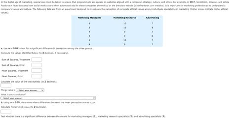 Solved Values A Use α005 To Test For A Significant