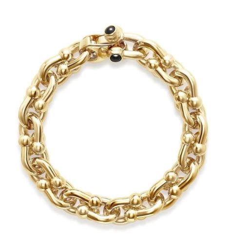 Large Marine Link Chain Bracelet Silver18k Yellow Gold Vermeil