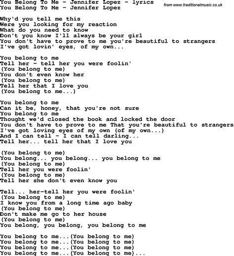 Love Song Lyrics Foryou Belong To Me Jennifer Lopez