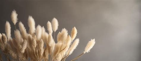 Premium Ai Image Dried Lagurus Grass On Grey With Copy Space