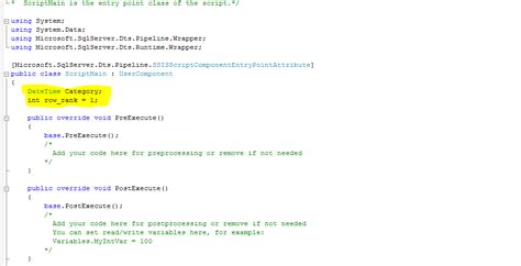 ROW NUMBER Using SSIS