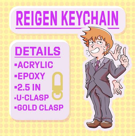 Reigen Keychain ~ Mob Psycho 100 Etsy