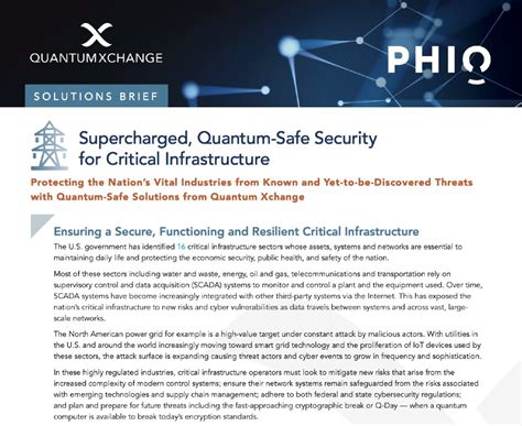 Supercharged Quantum Safe Security For Critical Infrastructure