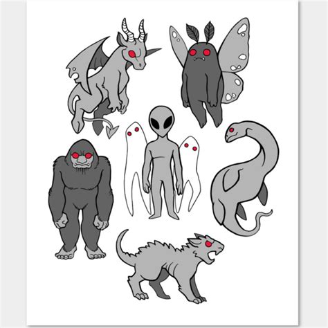 Creepy But Cute Cryptids Monsters Posters And Art Prints Teepublic