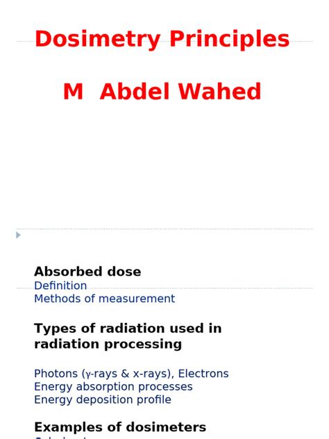 Dosimetry Principles Pdf