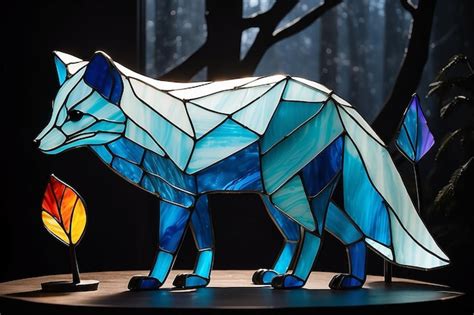 Premium Photo Stained Glass Arctic Fox