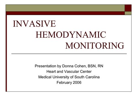 Invasive Hemodynamic Monitoring