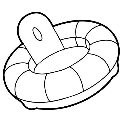 Pool Float Outline Coloring Book Page Line Art Illustration Digital