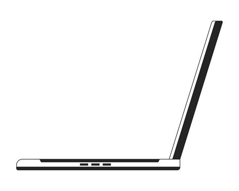 Open Laptop Side View Black And White 2d Line Cartoon Object 34827201
