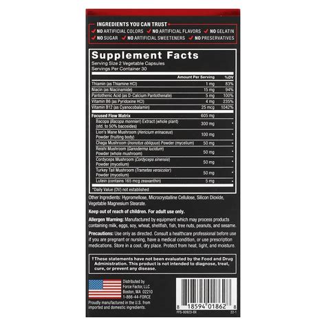 Force Factor Forebrain Focus 60 Vegetable Capsules