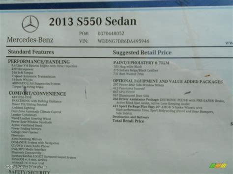 2013 Mercedes Benz S 550 Sedan Window Sticker Photo 69607897