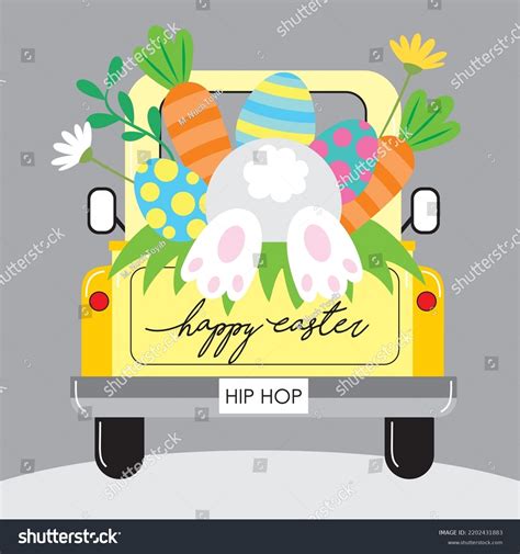 Happy Easter Acard Design Bunny Egge Stock Vector Royalty Free