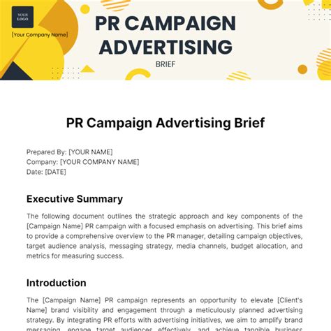 Free Pr Campaign Advertising Brief Template To Edit Online