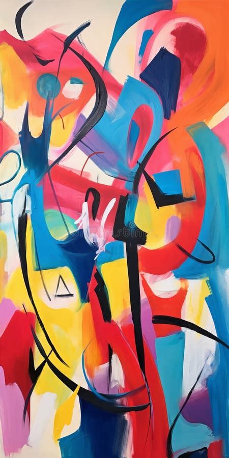 Vibrant Abstract Paintings Bold Colors And Energetic Gestures Stock