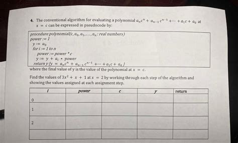 Solved 4 The Conventional Algorithm For Evaluating A