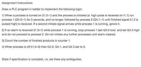 Assignment Instructions Draw A PLC Program In Ladder Chegg