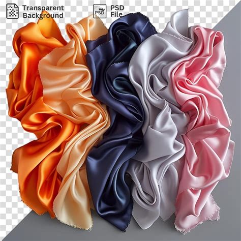 Premium Psd Potrait Luxury Silk Scarf Collection Set Displayed On A