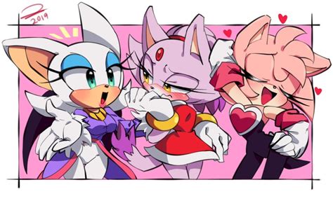 Rouge The Bat Amy Rose And Blaze The Cat Sonic Drawn By