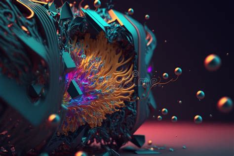 Fractal Love Exploding Like A Structure In Different Shapes Stock