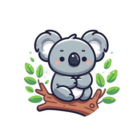 Chibi Koala Illustration In Flat Style On White Background Stock